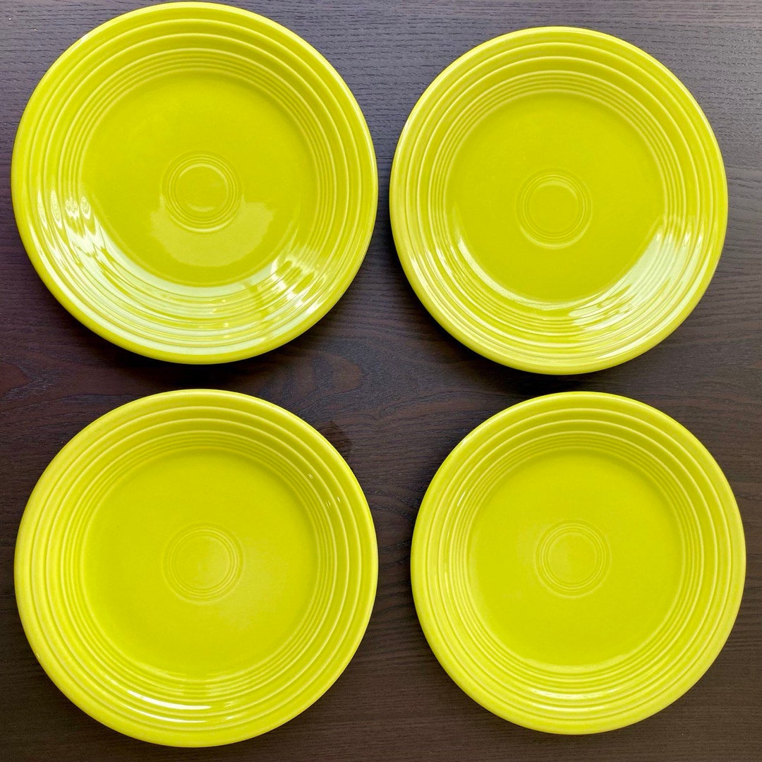 4 Fiestaware Lemongrass Luncheon Plates, 4 Fiesta Lemon Grass 9 ...