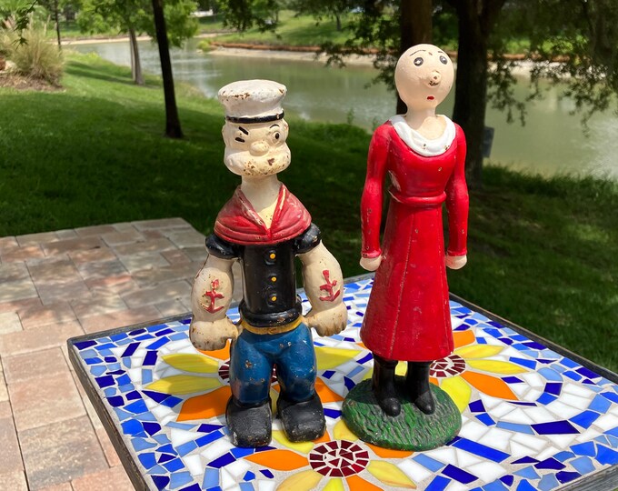 1930s Popeye and Olive Oyl Cast Iron Bank Pair Vintage Popeye and Olive ...
