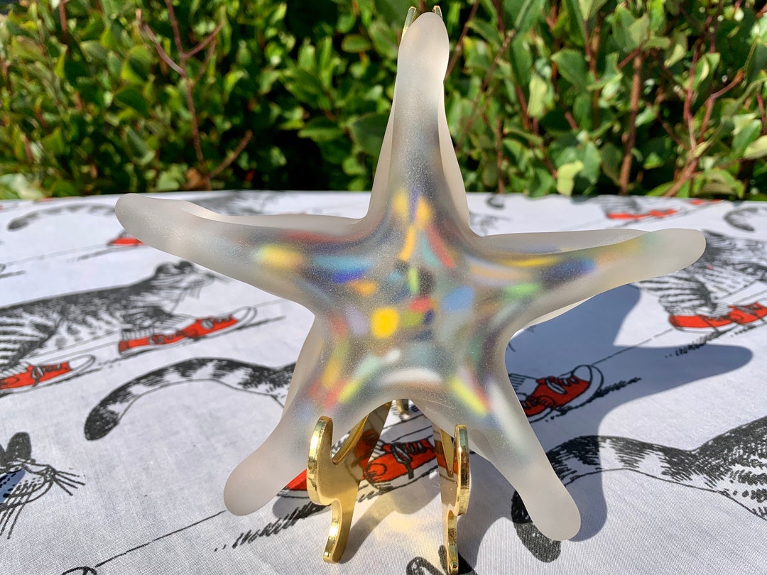 Art Glass Starfish Vintage Colorful Frosted Glass Starfish 5” Wide ...