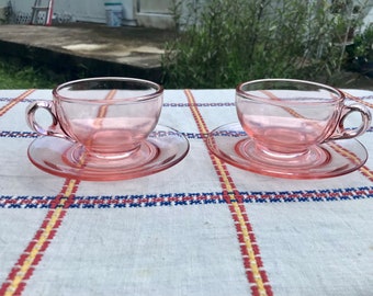 Pink Glass Teacup Set - Etsy