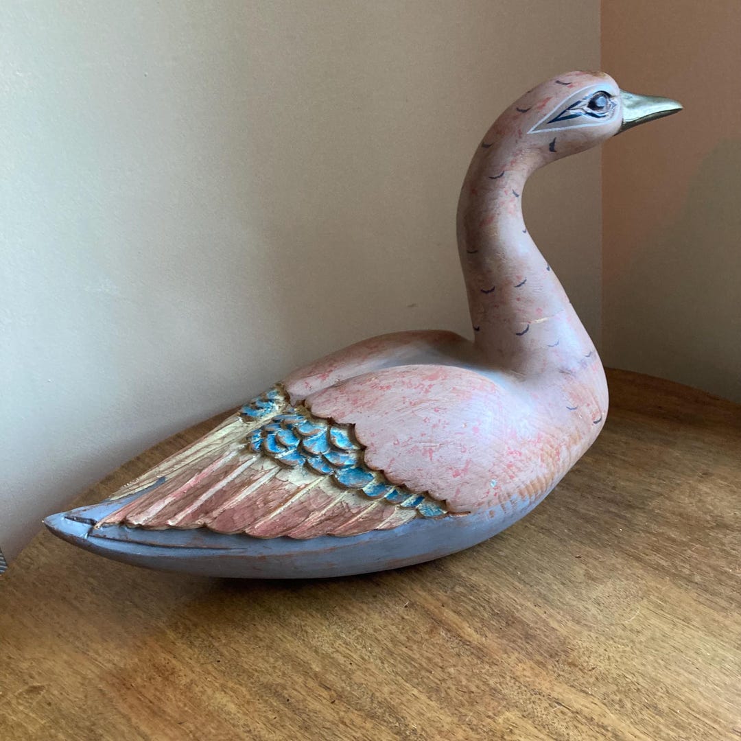 Large Vintage Wooden Duck, Carved Wood Duck Art, Vintage Duck Carving ...