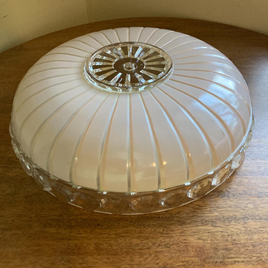 Pale Pink 11 Art Deco Glass Ceiling Flush Lamp Shade, Pale Shell Pink ...