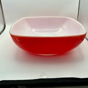 Square Red Pyrex Bowl, Pyrex 52B-025 Red Square Bowl, Red Pyrex Hostess ...
