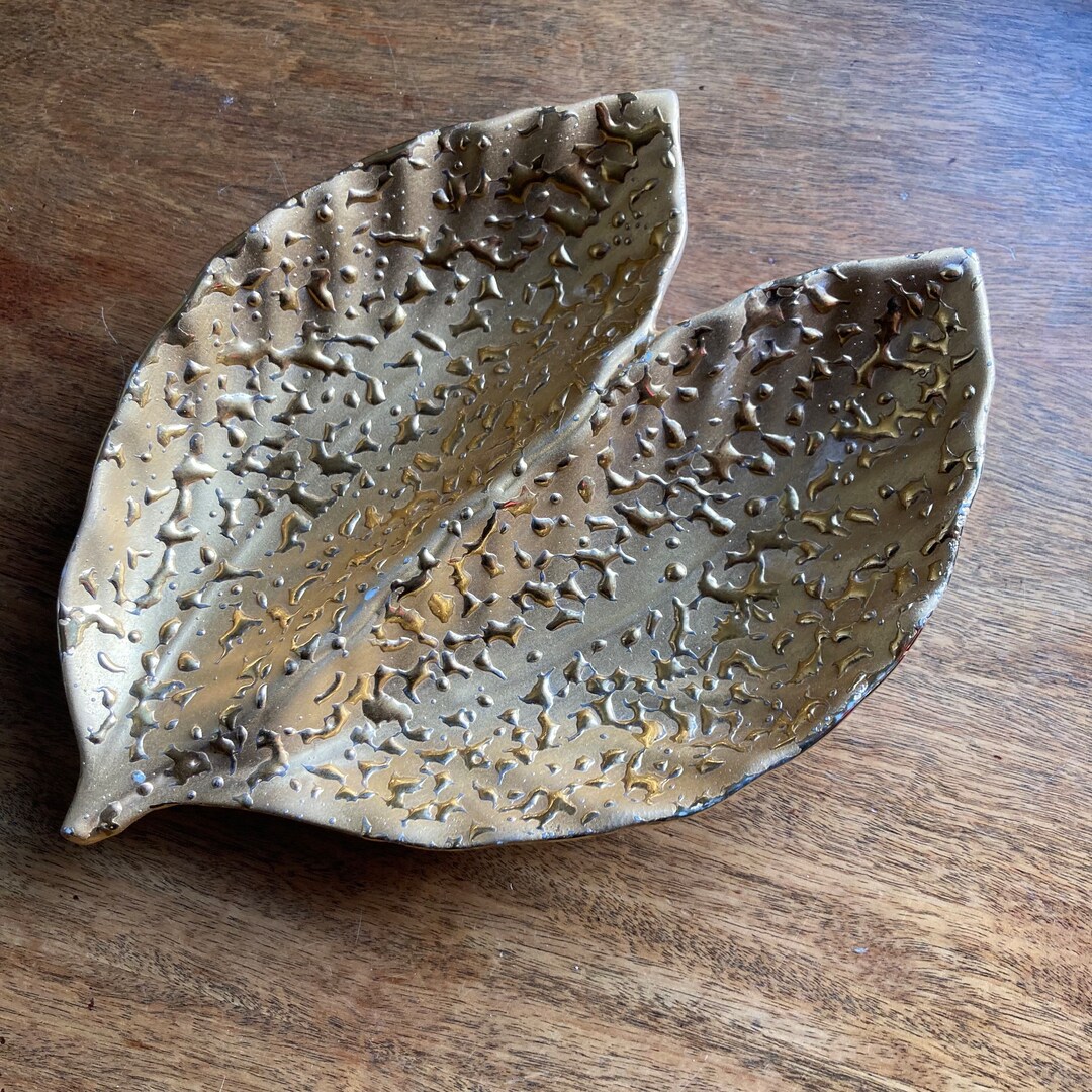1950s Weeping Gold Leaf Candy Dish, Weeping Gold China, Vintage Weeping ...