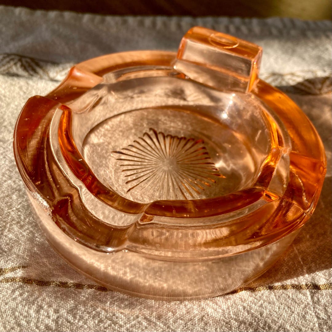 Pink Depression Glass Ashtray, Vintage 1930s Blush Pink Ashtray, Pink ...