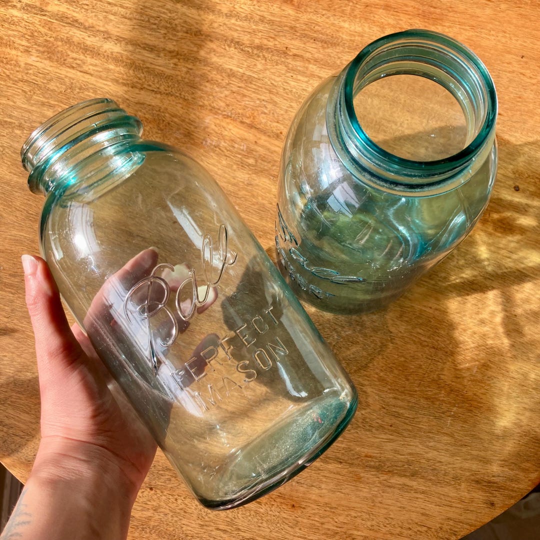 Pair Ball Perfect Mason Half Gallon Jars, Vintage Blue Mason Jar 1920s ...