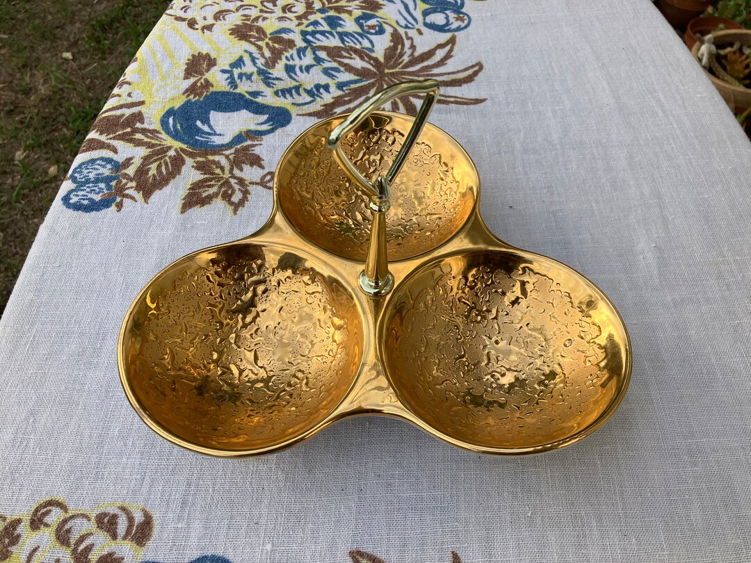 1950s Weeping Gold Candy Dish 3 Way Vintage Weeping Gold China Handled ...