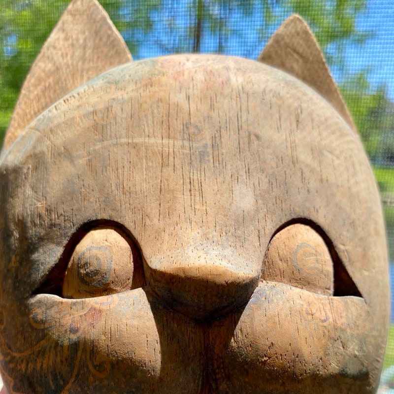 Carved Wood Cat - Etsy