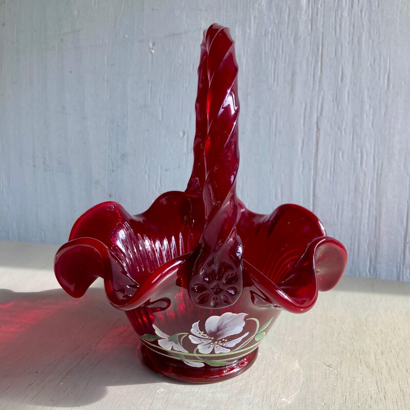 Fenton Glass Basket - Etsy