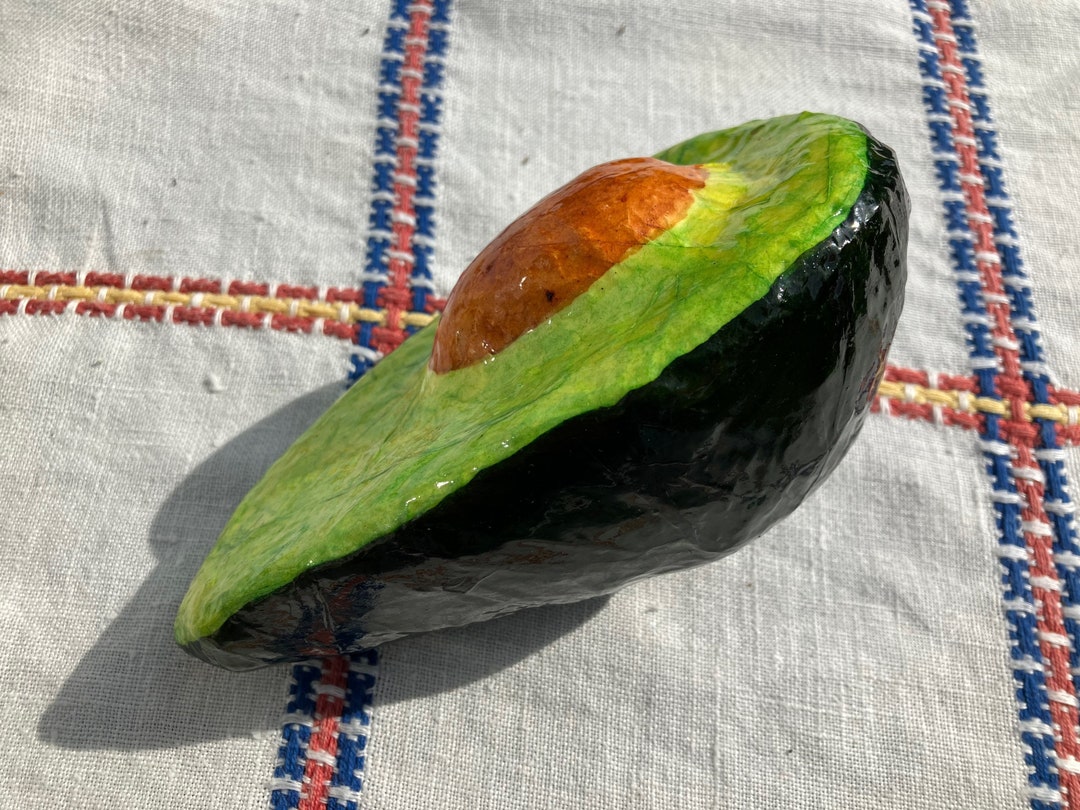 Papier-mâché Avocado Vintage Paper Mache Avocado Decor 6” Free Shipping ...
