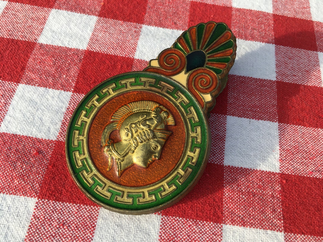 Vintage Enamled Bronze Clip With Athena and Parthenon Vintage Greek ...