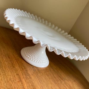 Vintage Fenton Milk Glass Cake Stand, Fenton Hobnail Cake Stand, XL ...
