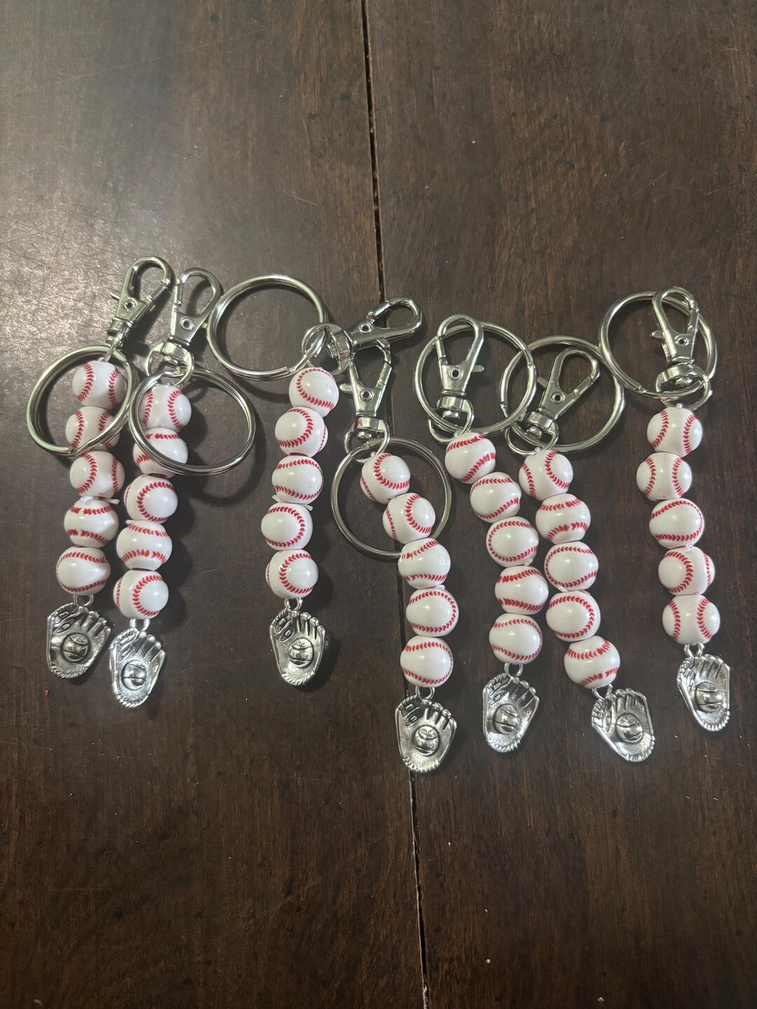 Baseball Keychain With Silver Mitt Charm - Etsy
