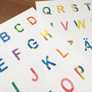 Alphabet Cards "colorful Pattern", Printable Flashcards, Clear Sans ...