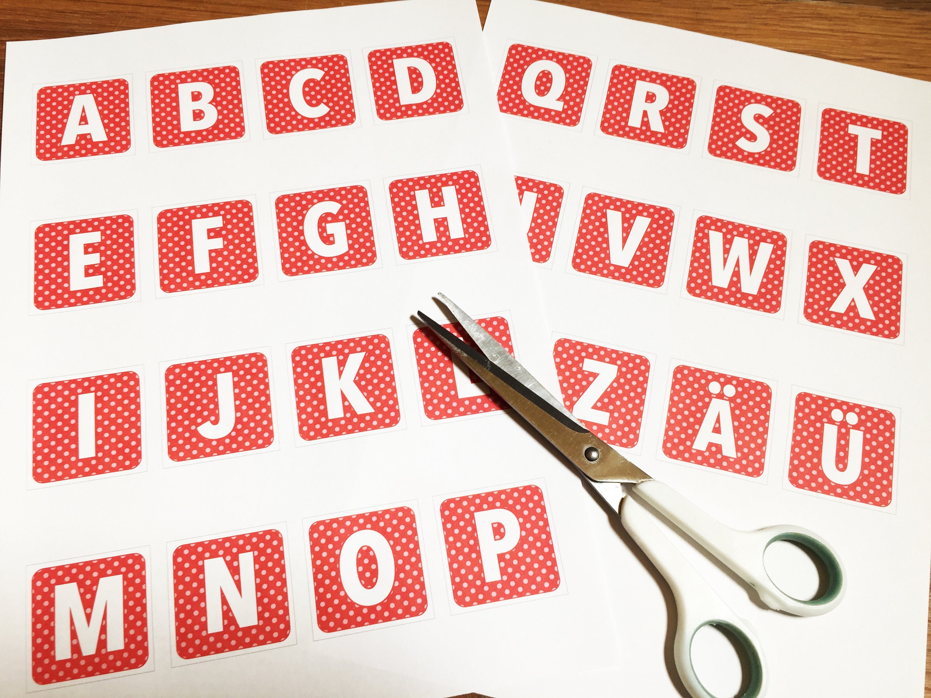 Alphabet Cards polkadots, Printable Flashcards, Clear Sans Serif Font ...