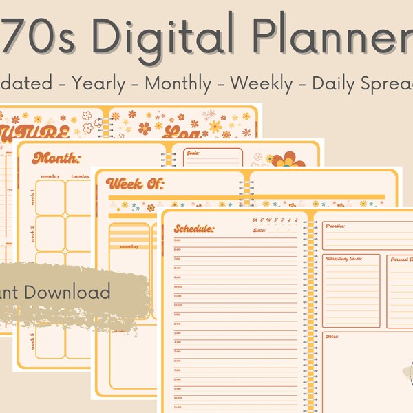 70s Daily Planner, Goodnotes Daily Planner, Digital Planner, Daily ...