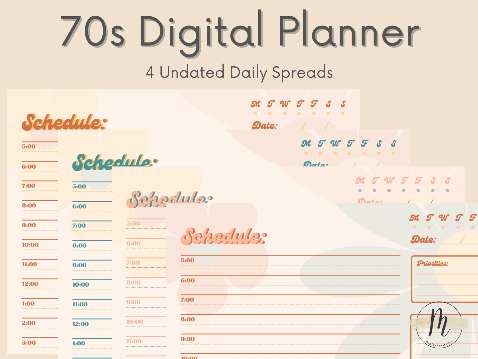 70s Daily Planner, Goodnotes Daily Planner, Digital Planner, Daily ...
