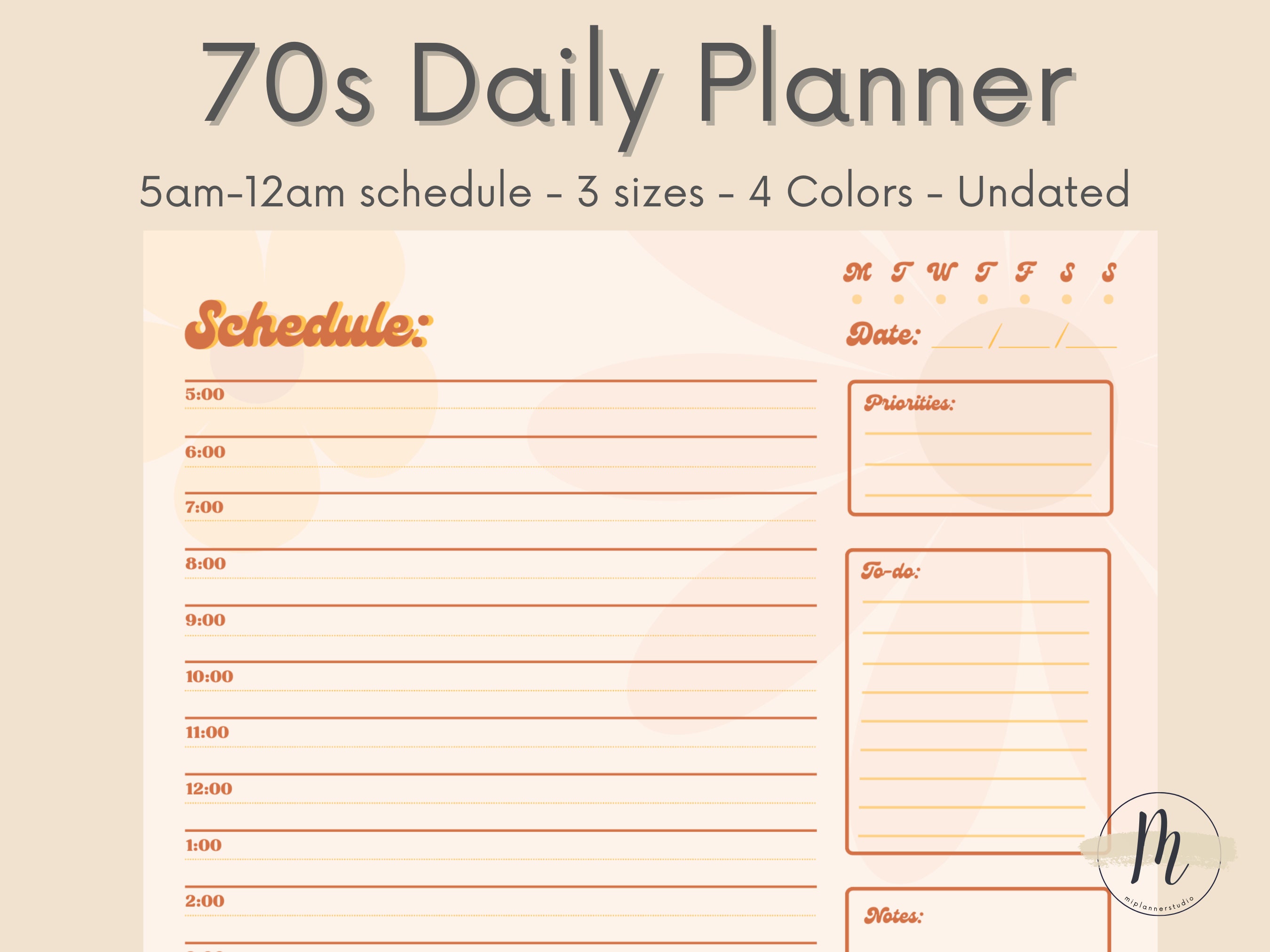 70s Daily Planner, Goodnotes Daily Planner, Digital Planner, Daily ...