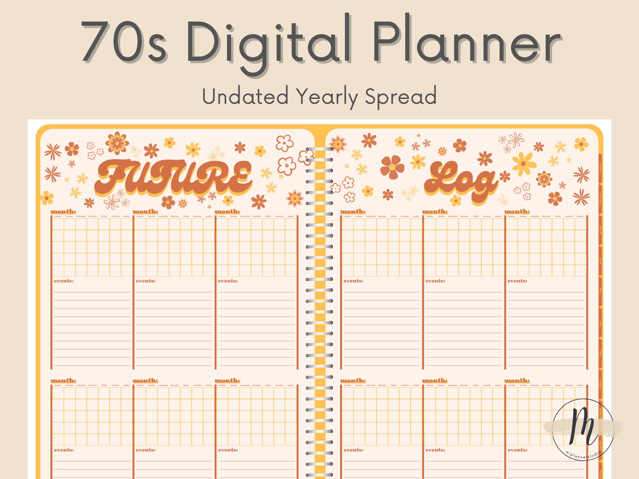 70s Daily Planner, Goodnotes Digital Planner, Undated Digital Planner ...