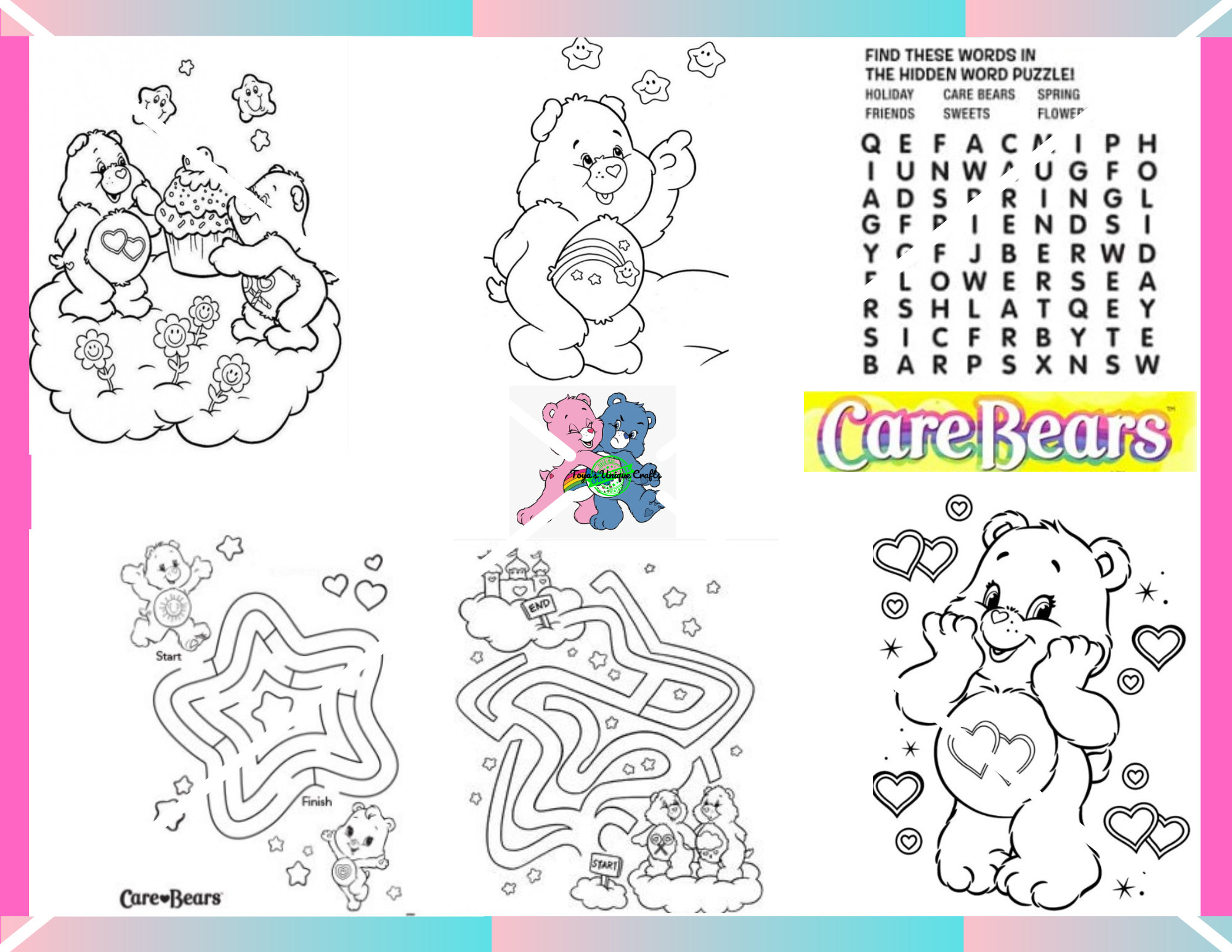 Care Bear Activity Sheet - Etsy