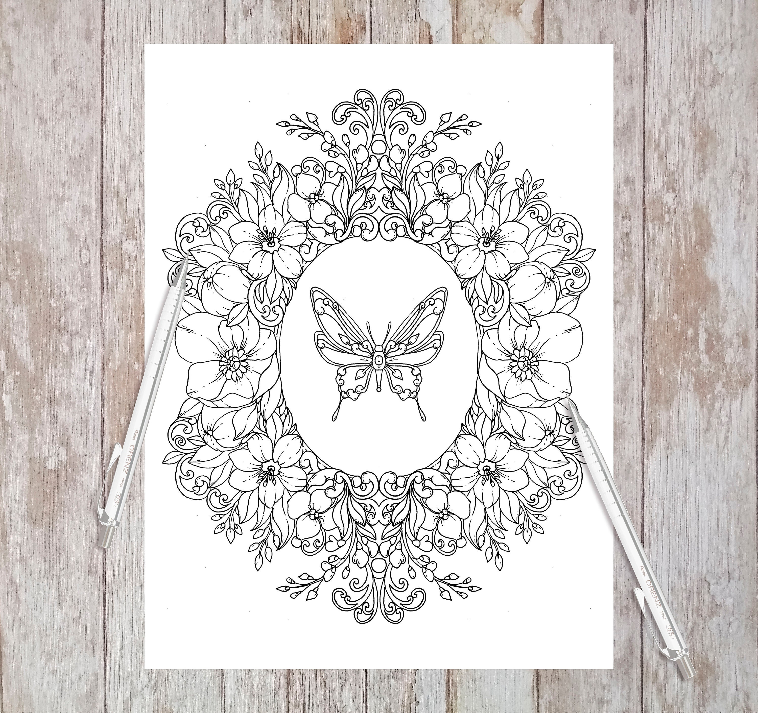 Set of 2 - Wild Butterflies - Printable Adult Coloring Pages (coloring ...