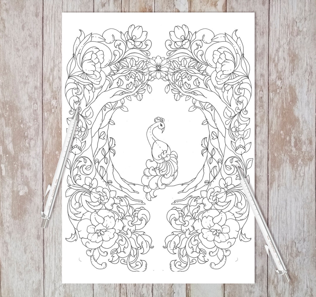 Printable Adult Coloring Page |peacock | Instant Download - Etsy