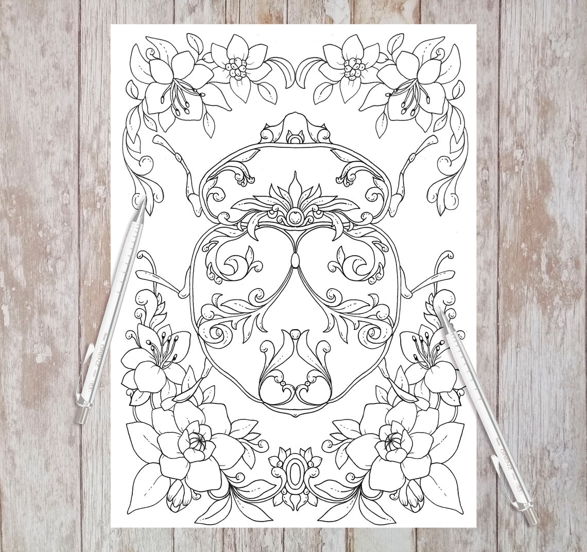 Set of 2 - Amazing Insects - Printable Adult Coloring Pages (coloring ...