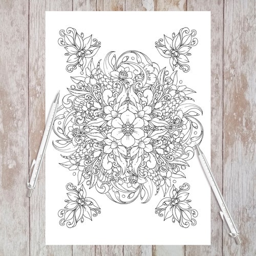 Flower Mandala VII Printable Adult Coloring Pages coloring - Etsy