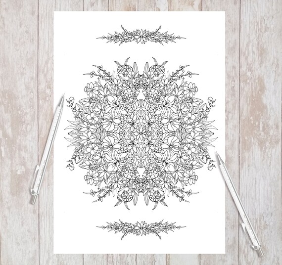 Printable Adult Coloring Page Flower Mandala III Instant | Etsy