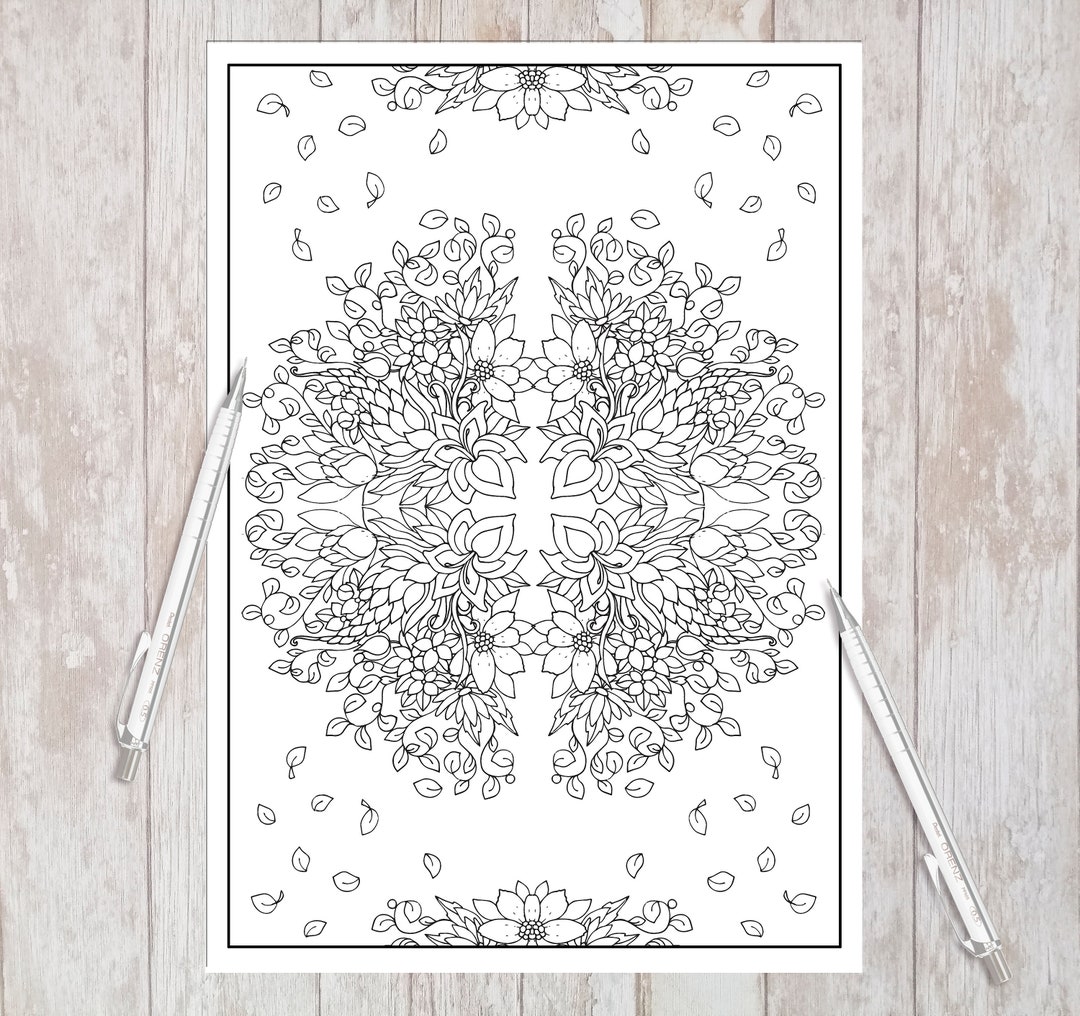 Printable Adult Coloring Page | Flower Mandala VI | Instant Download - Etsy