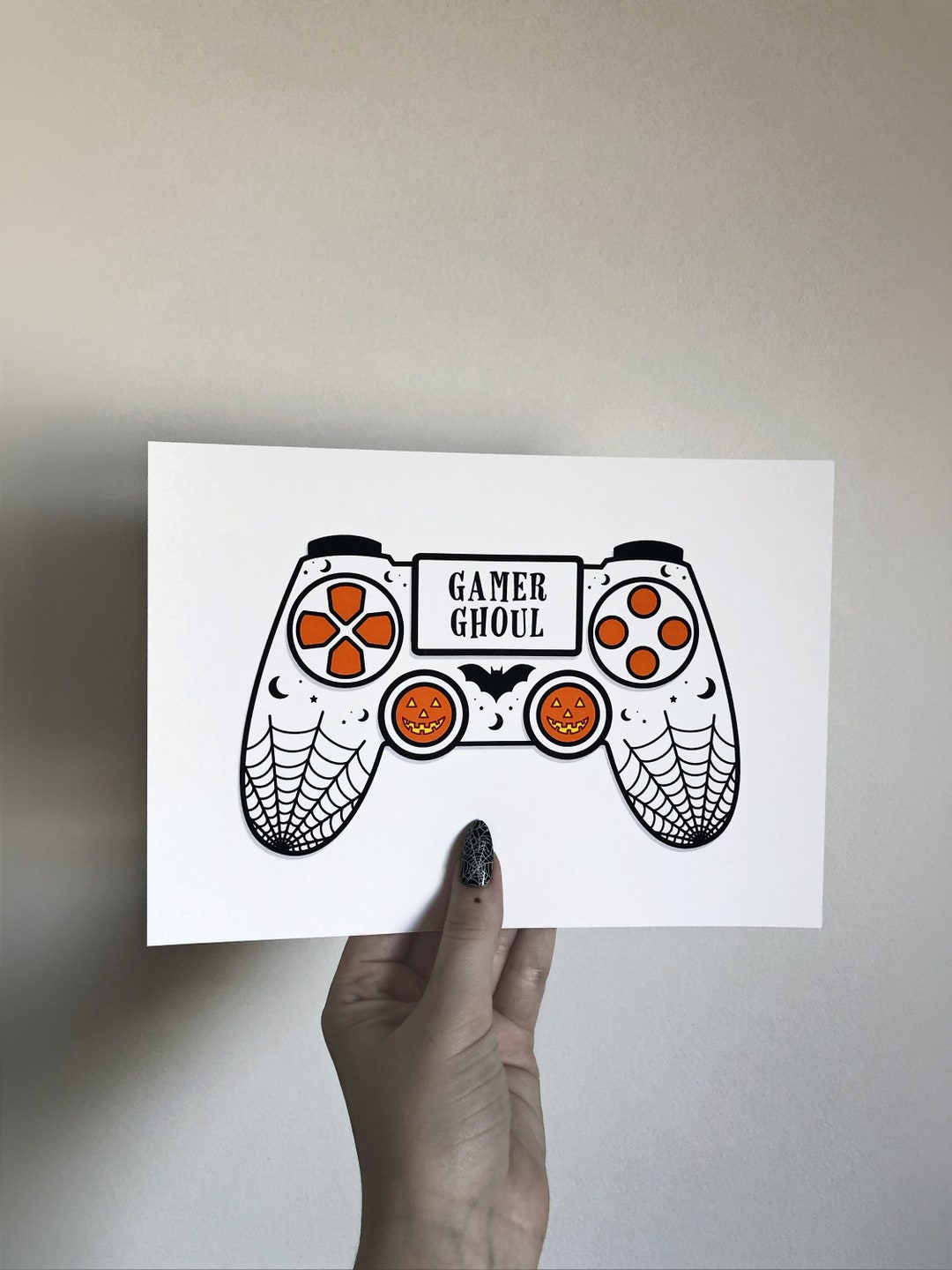 A5 gamer Ghoul Art Print Spooky Gothic Bats Creepy Web - Etsy