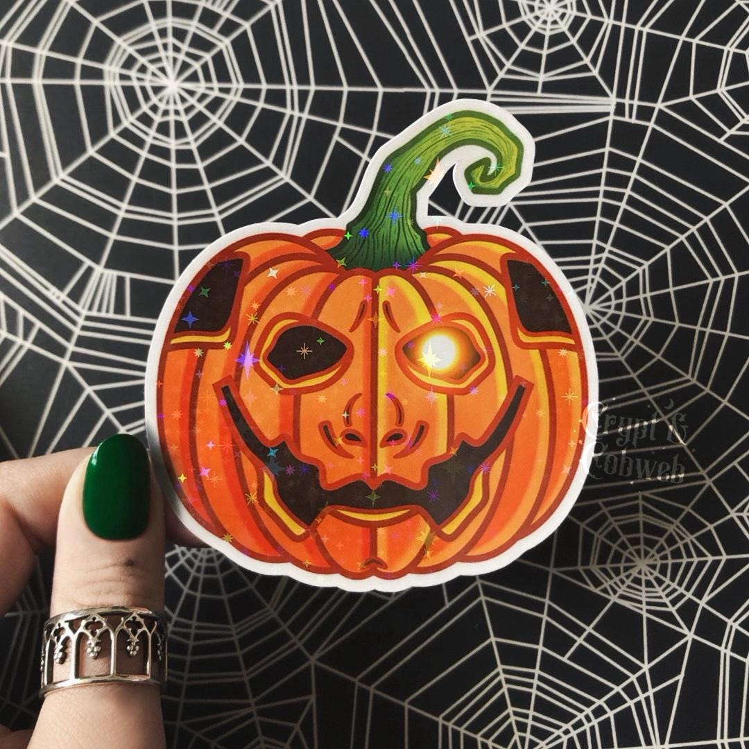 Ghost “papa-o-lantern” Holographic Sticker || Halloween Pumpkin Ghost ...
