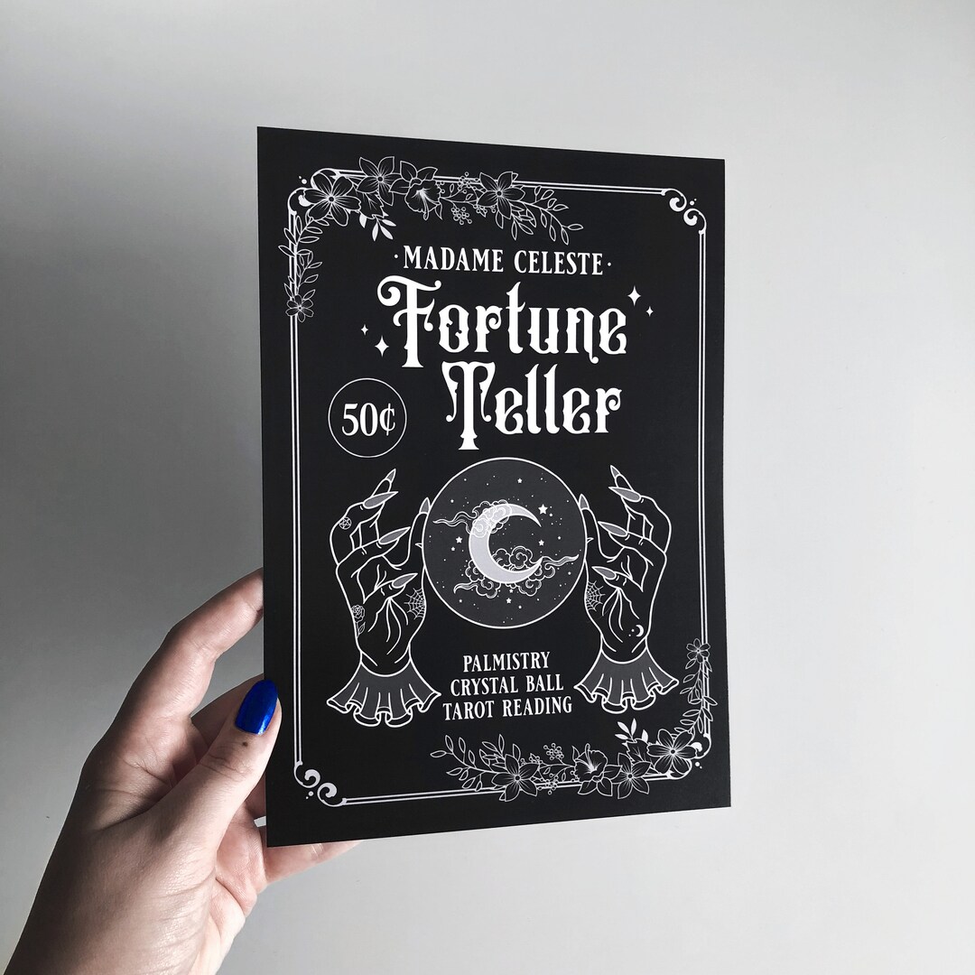 Fortune Teller A5 Art Print ||| Goth Gothic Spooky Dark Monochrome ...
