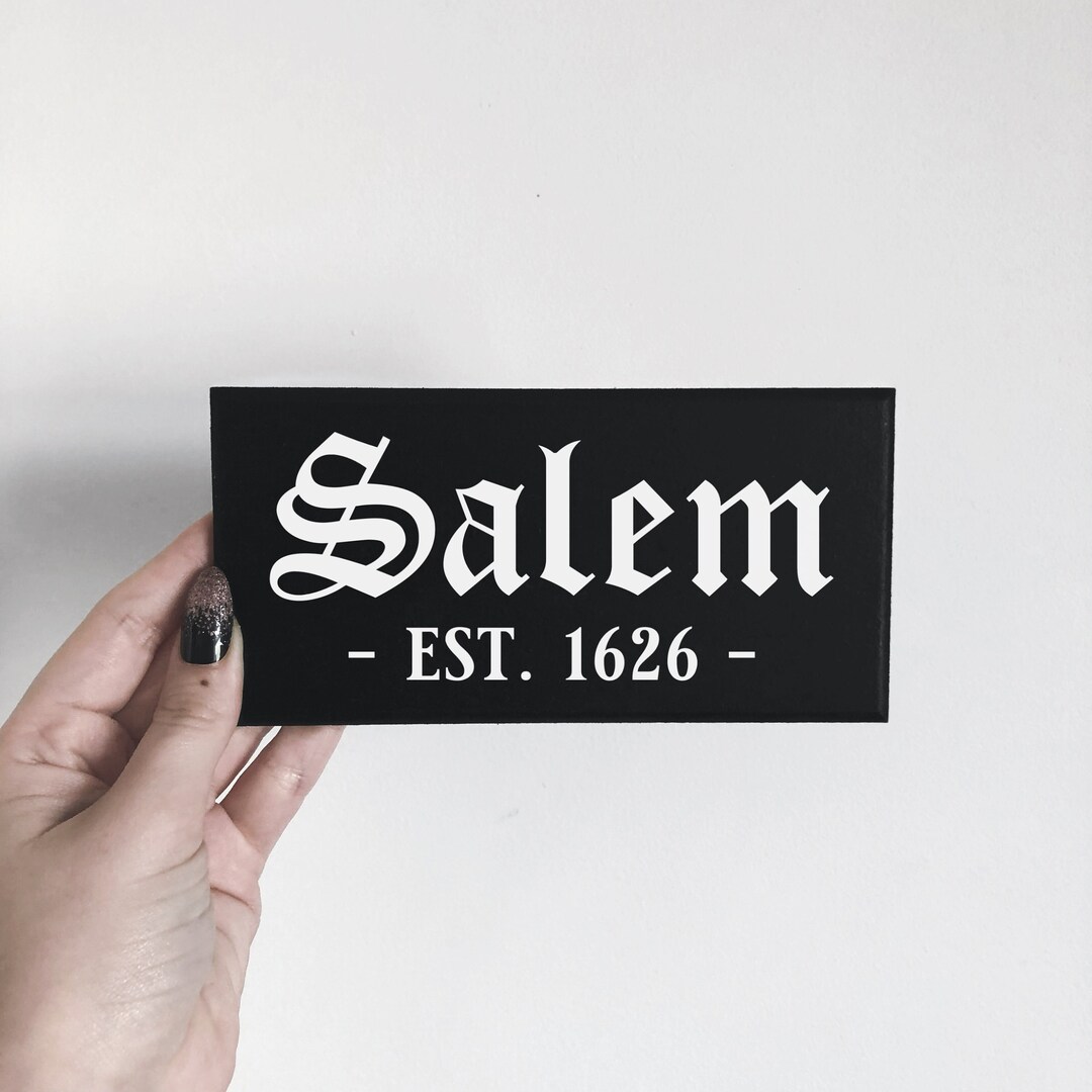 SALEM 1626 6 X 3” Decorative Wooden Wall Art Plaque Sign - Gothic Goth ...