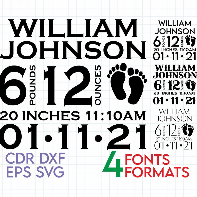 Birth Stats Svg - Etsy