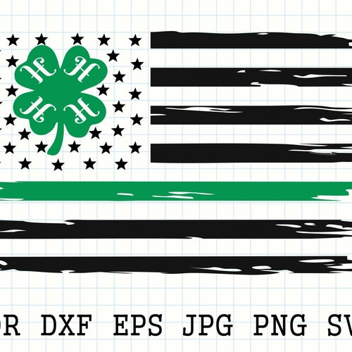 4-H Clover Distressed Flag SVG Design - Etsy