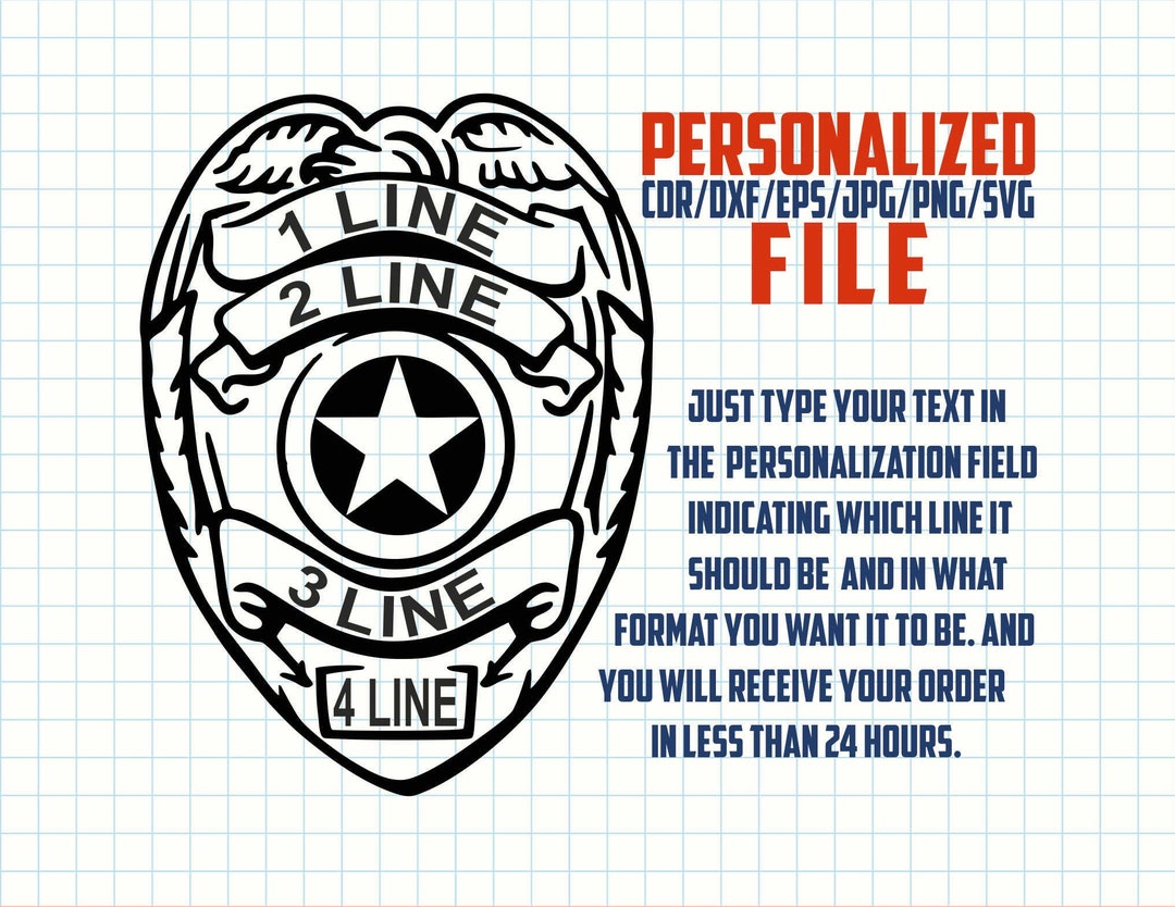 Custom Police Badge Emblem, Vector Officer Badge, Personalized Law ...