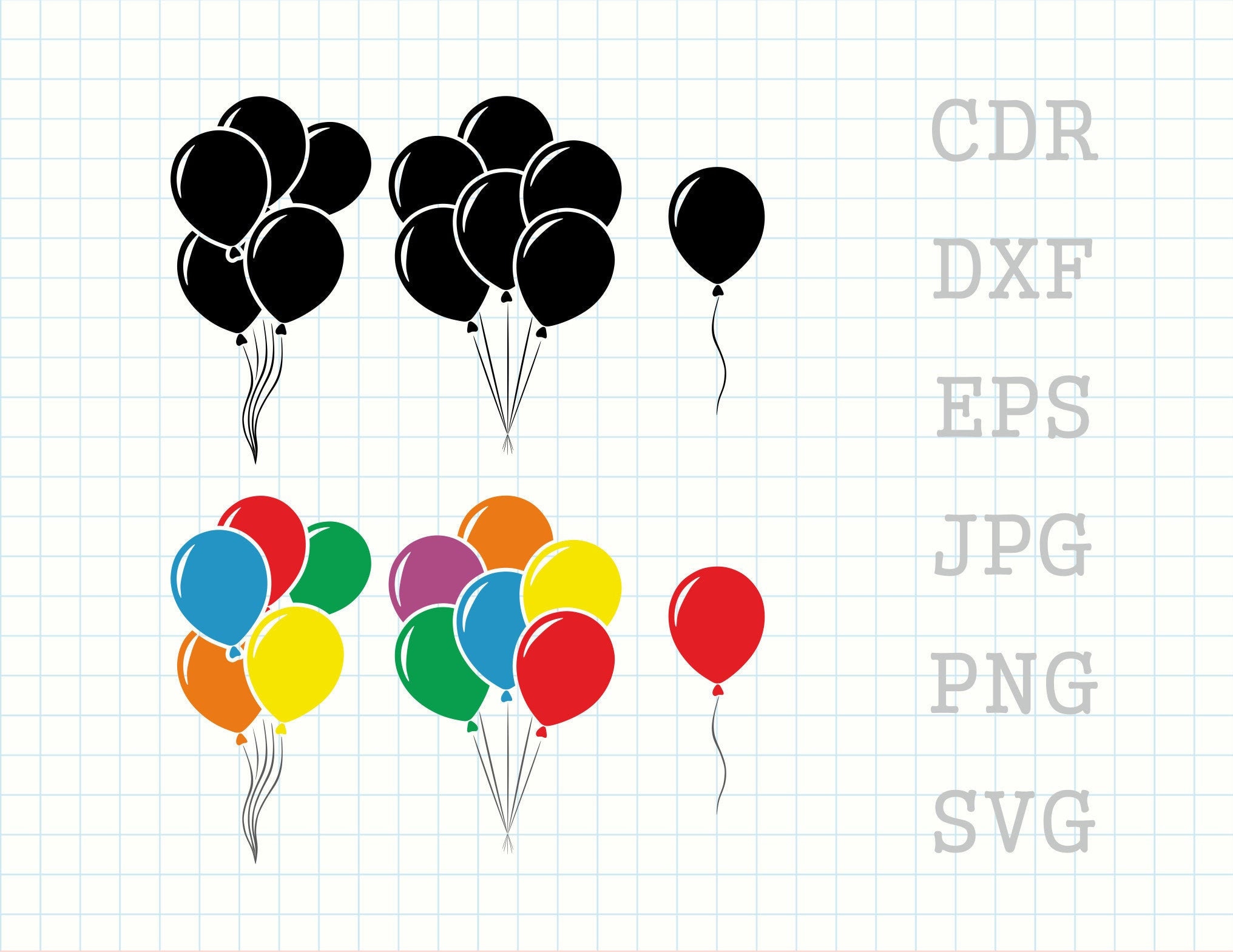 Vector balloon svg cutting files hot air balloon silhouette | Etsy