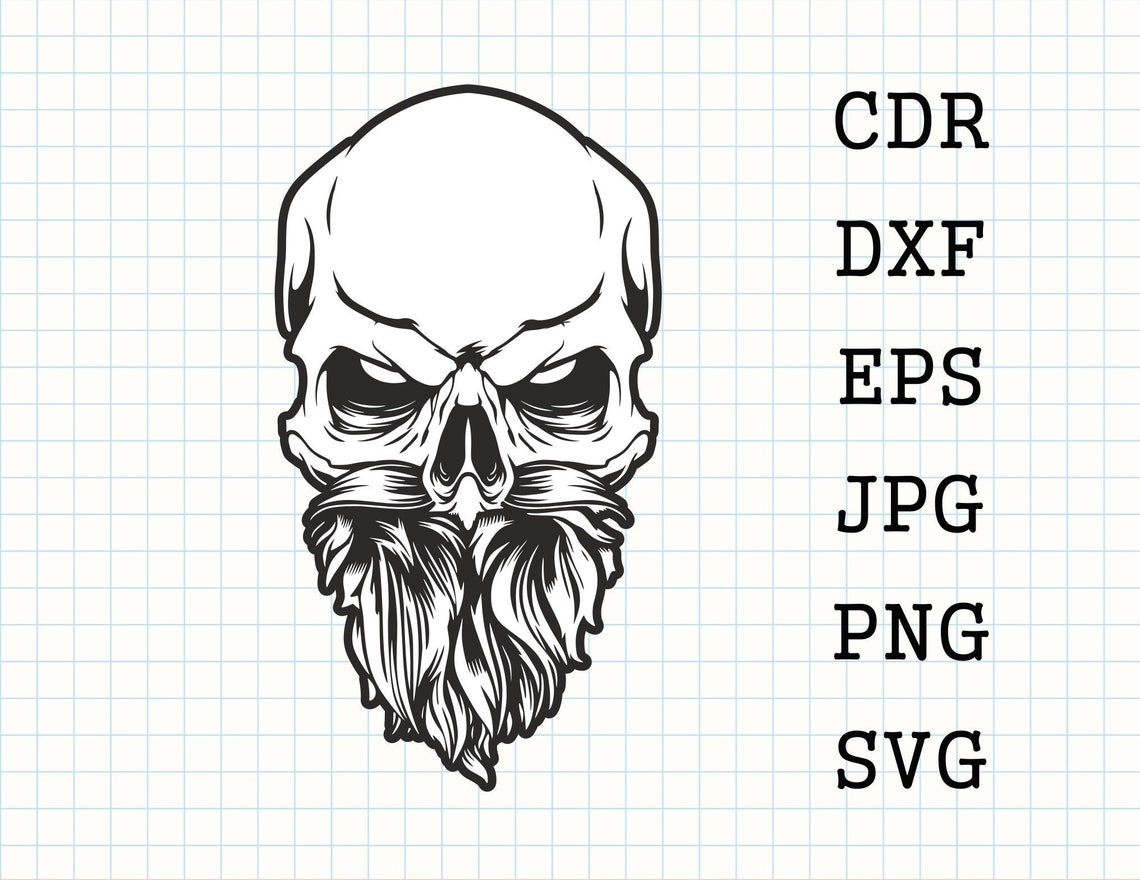Skull With Beard Svg Skull Png Skeleton Svg Hipster - Etsy India