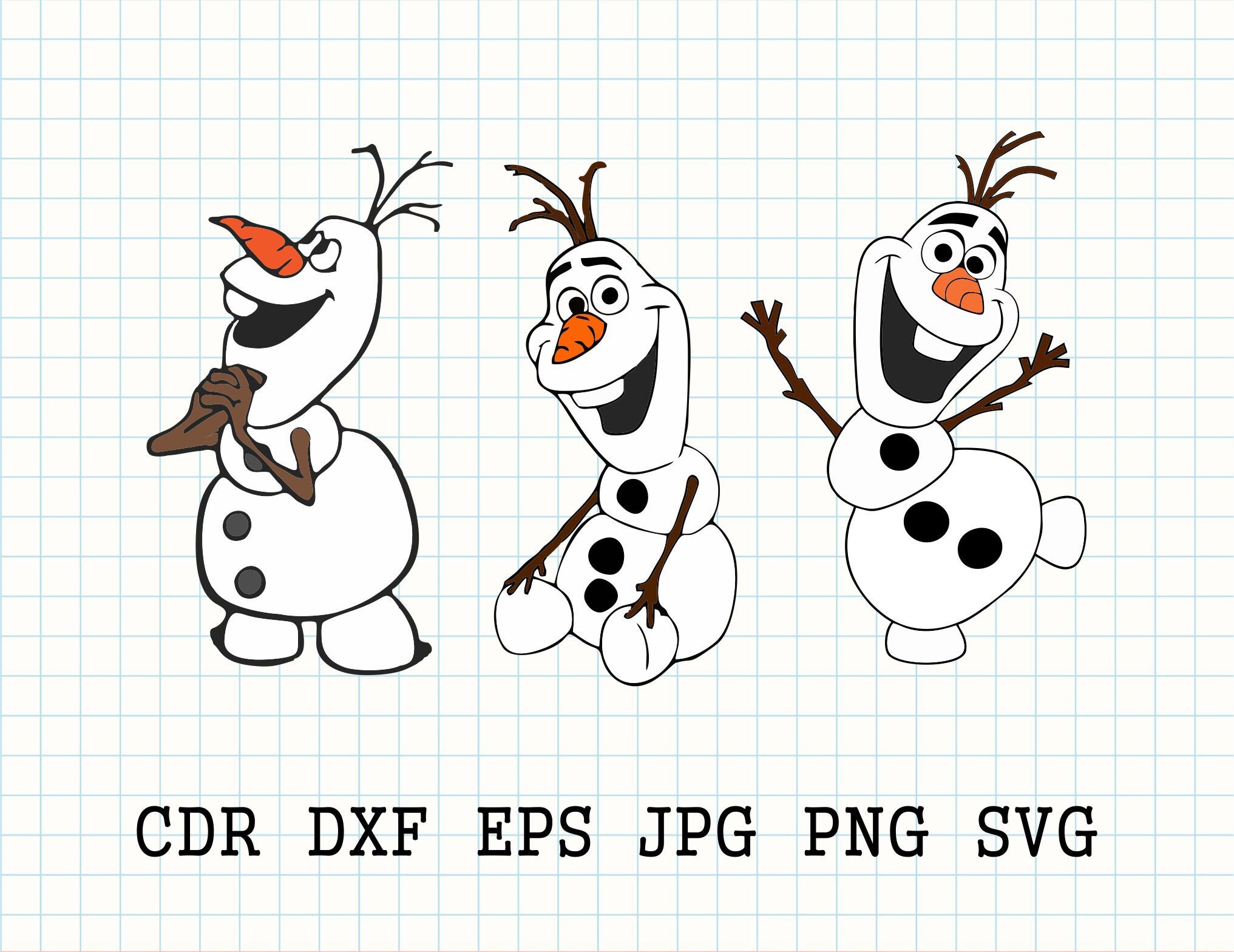 Olaf svg cut file instant download Frozen vector print | Etsy