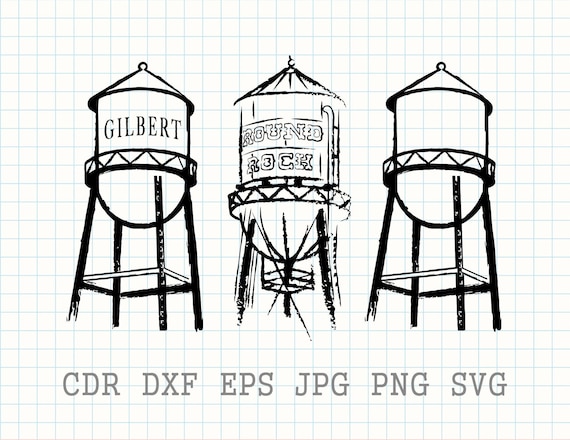 Round Water Tower Vector