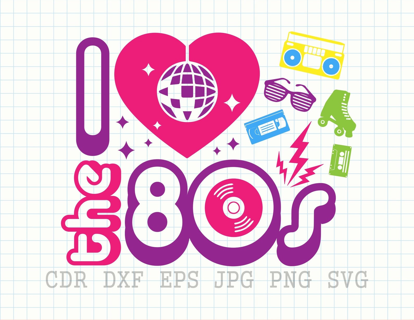 I Love the 80s Svg 80s Party Svg Retro Clipart Eighties - Etsy