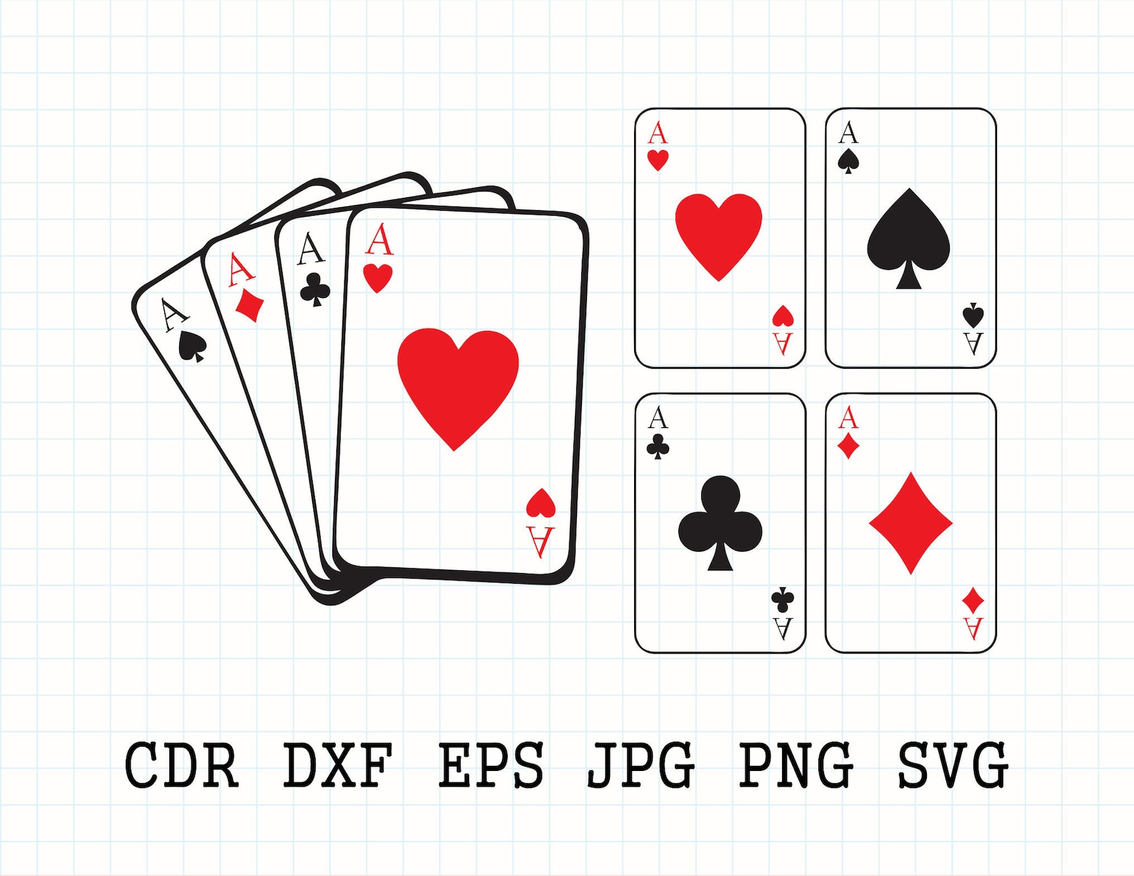 Playing Cards Svg Poker Cards Svg Casino Svg Hearts | Etsy