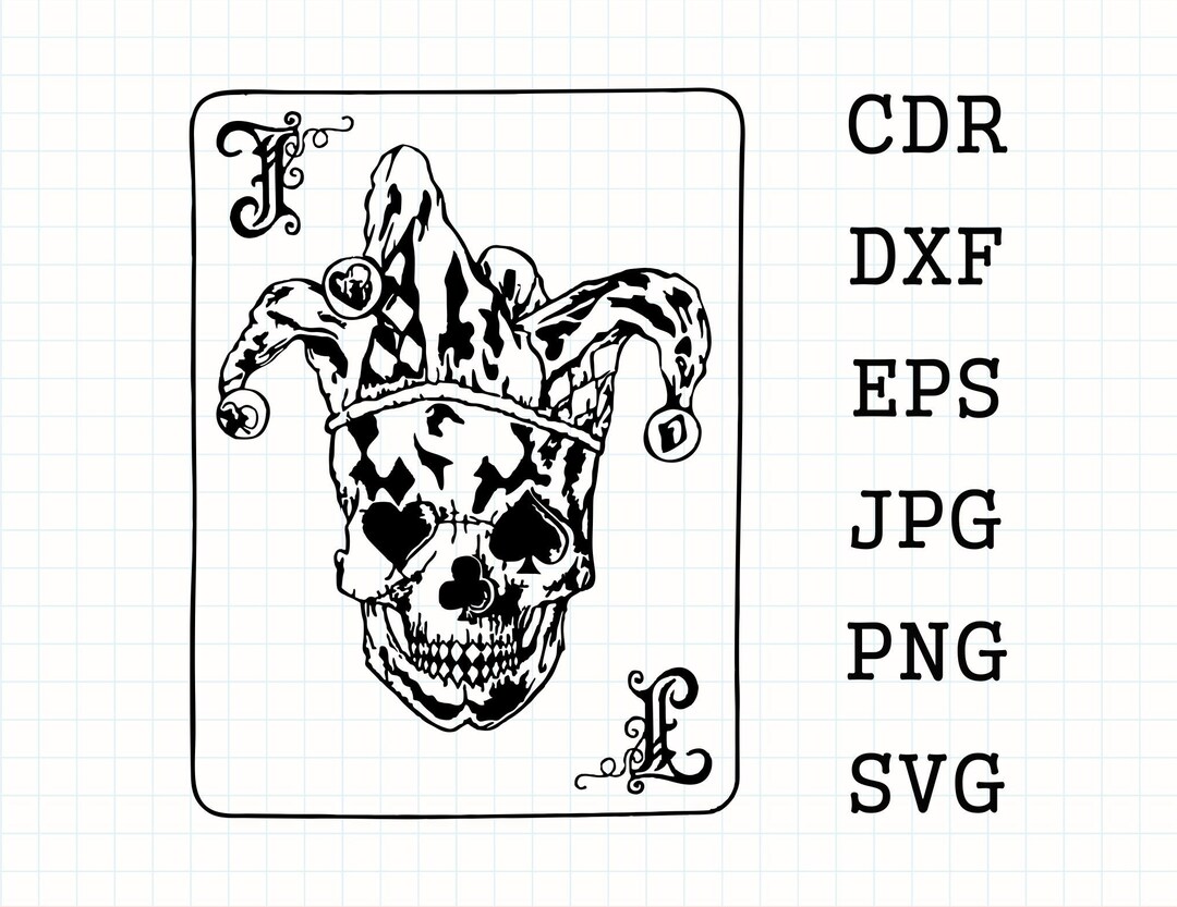 Joker Svg, Joker Card Svg, Joker Skull Clipart, Halloween Svg Print - Etsy