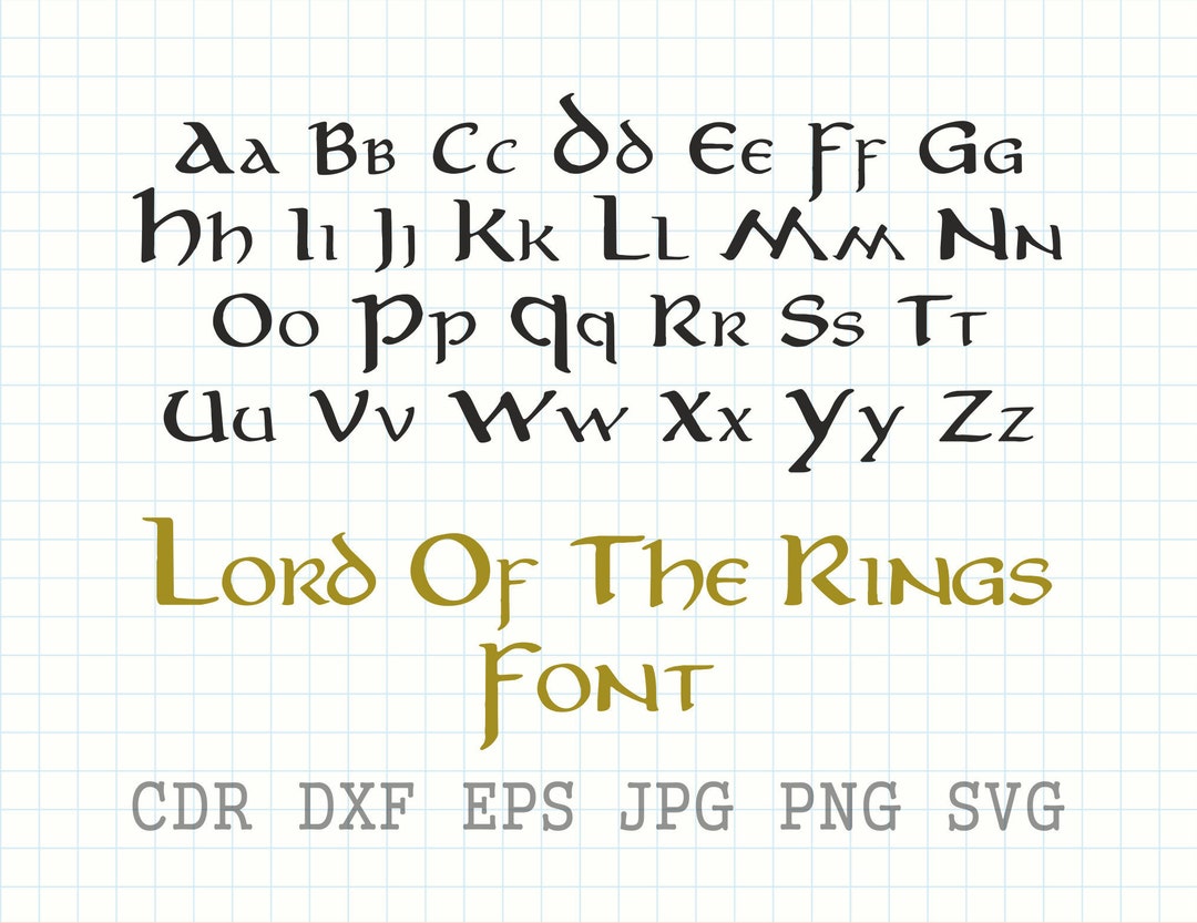 Lord of the Rings Alphabet, Lort Letters, the Hobbit Alphabet Svg, LOR ...