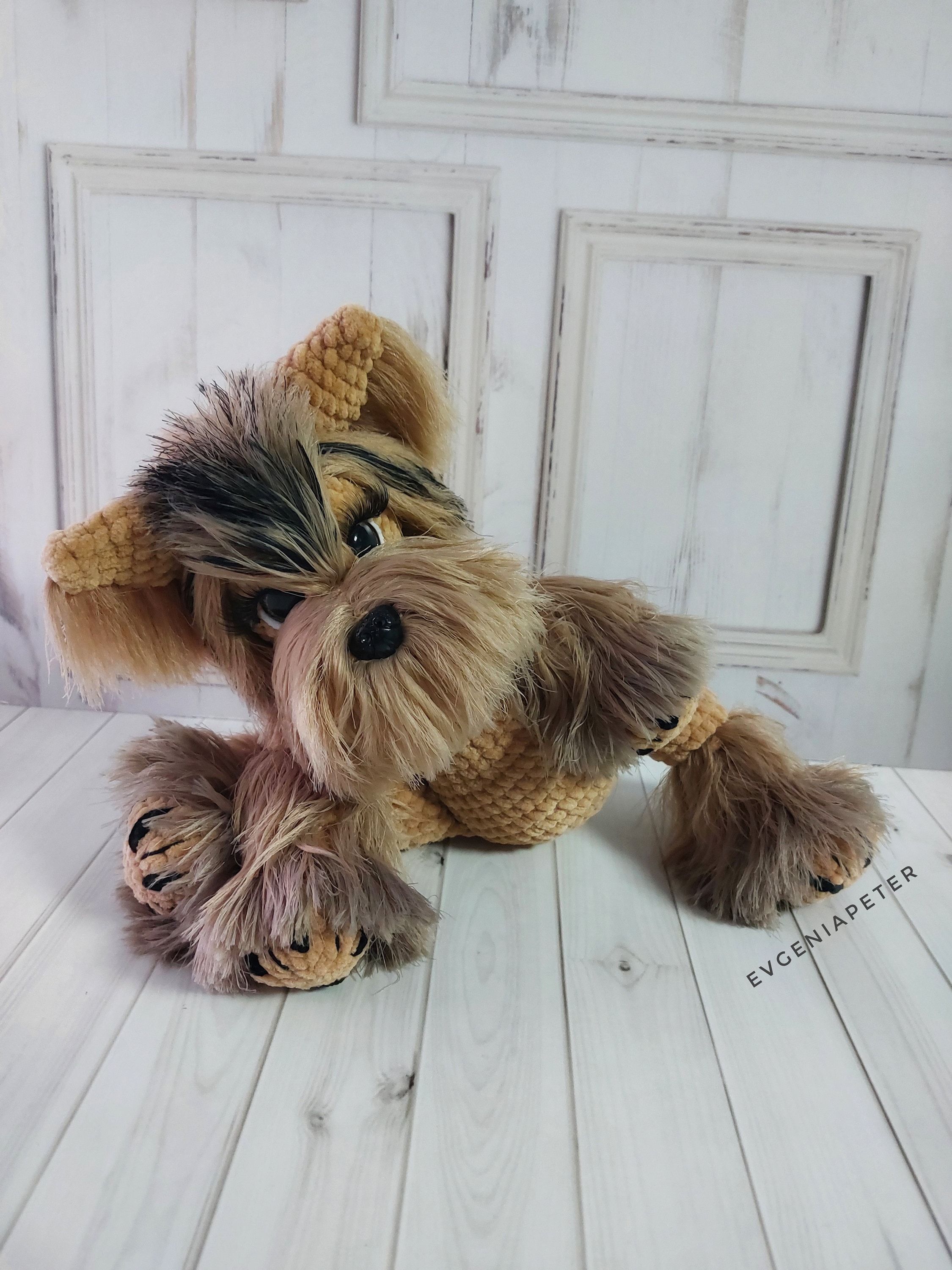 Handmade Crochet Yorkie Dog Plush, Realistic Yorkshire Terrier Toy ...