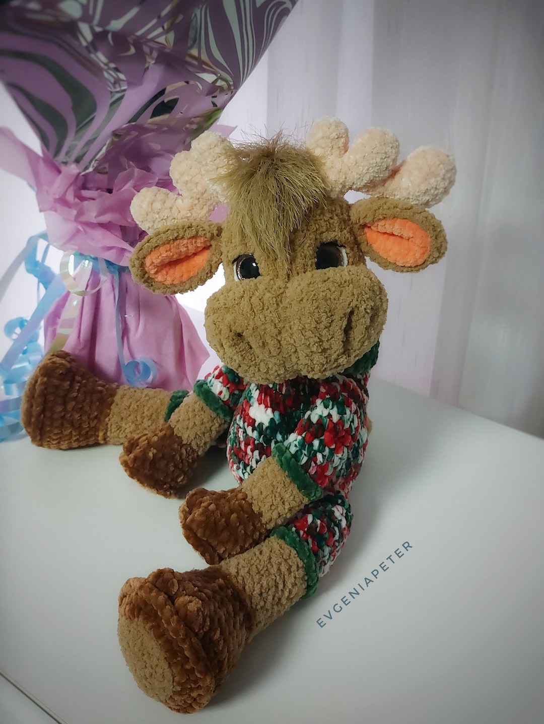 Moose Plush Moose Cuddly Moose Plush Toy Stuffed Animal Crochet Toy ...
