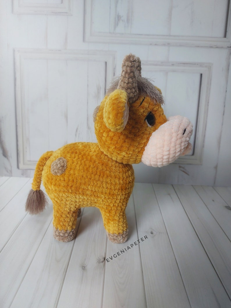Bull. Cow. Plush Cow. Stuffed Animal. Cuddly Toy. Crocheted Toy. Gift ...