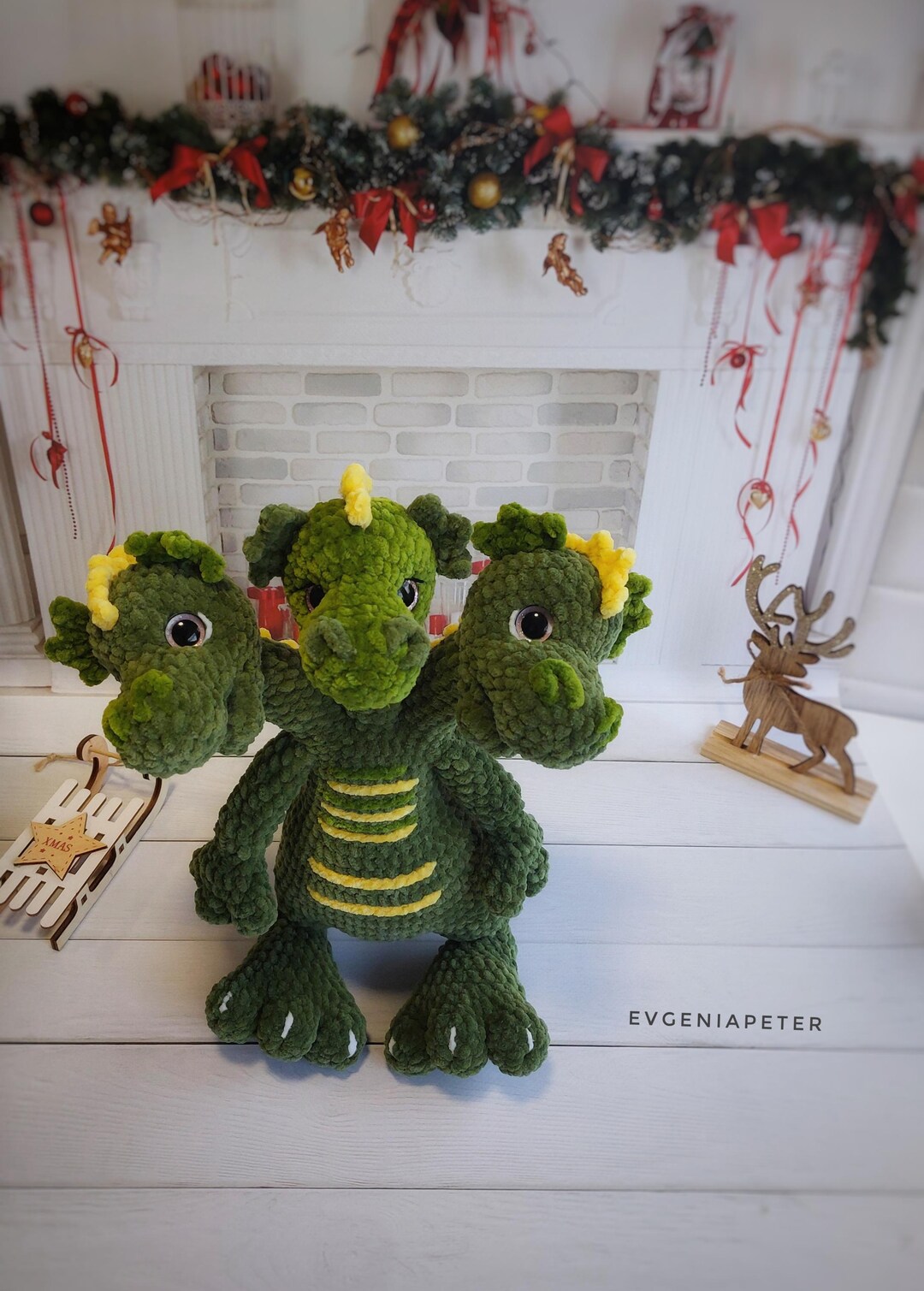 Three-headed Dragon. Magical Toy. Crocheted Dragon. Stuffed Animal ...