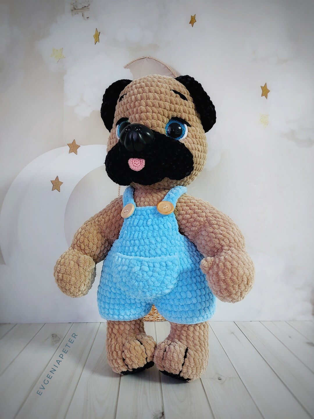 Pug. Plush Pug. Dog. Plush Dog. Crocheted Dog. Cuddly Toy. Plush Toy ...